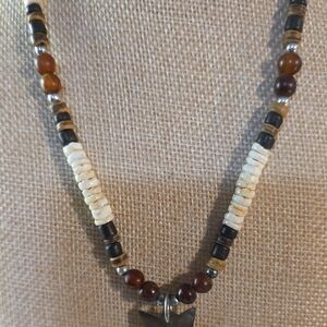 Jewelry | Puka Shells And Wood Beaded Necklace With A Shell Rasta Cross ...